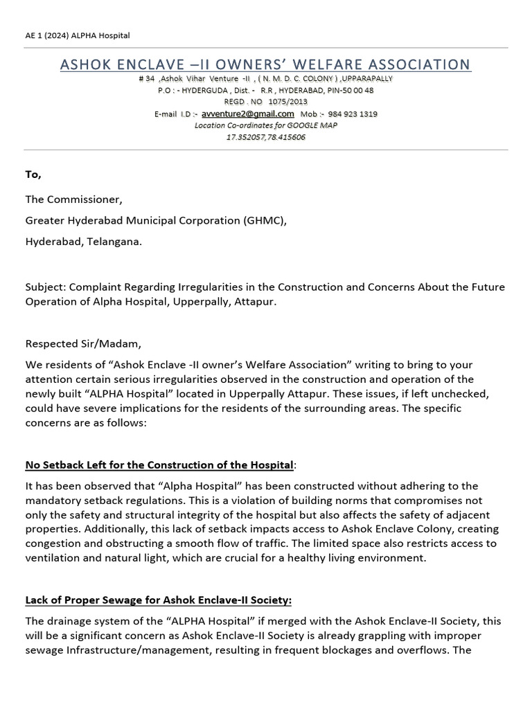 Concerns Over Alpha Hospital Operations | PDF