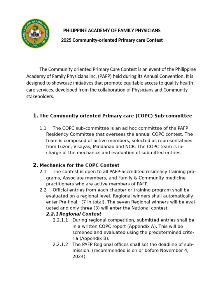 COPC Contest at PAFP Annual Convention 2025 | PDF | Evaluation