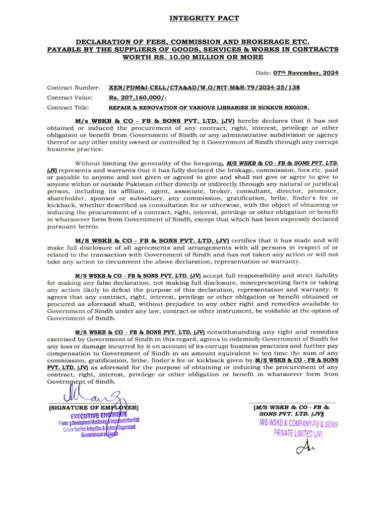 1466258-01 - Integrity Pact | PDF