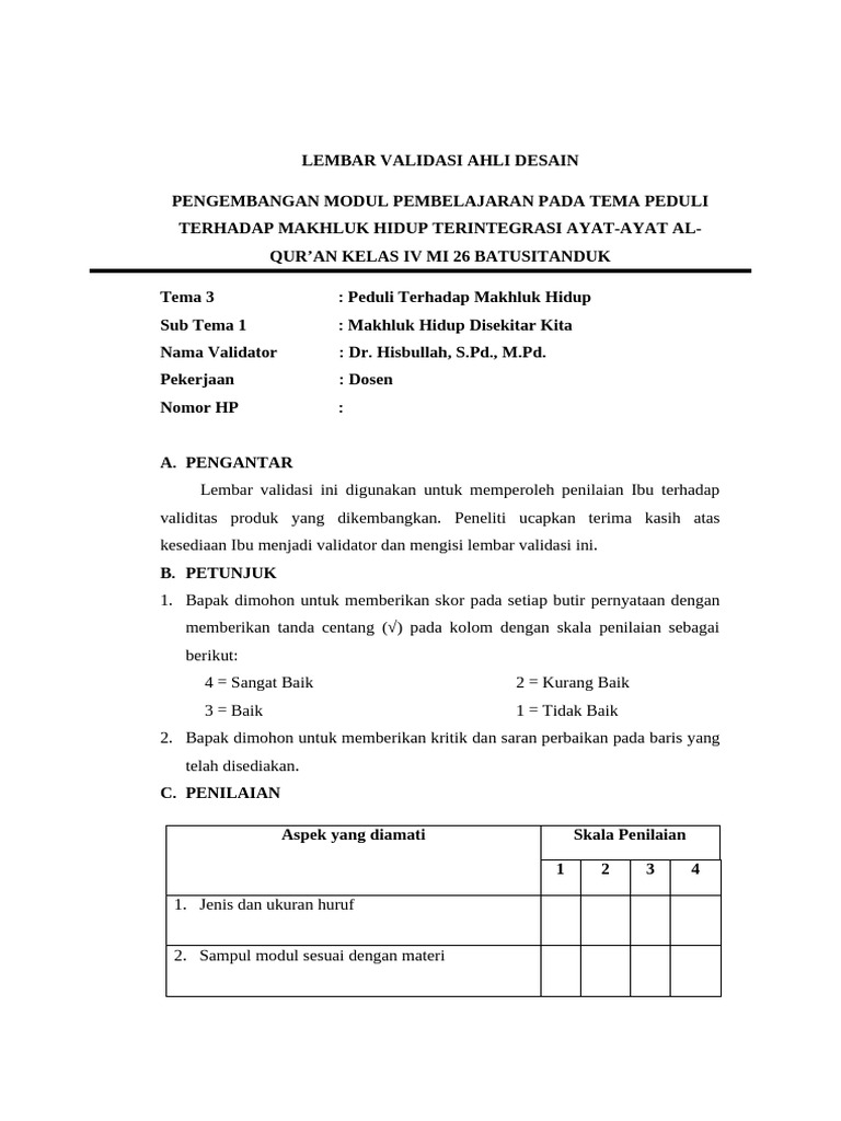 Validasi Modul Pembelajaran | PDF | Karier & Perkembangan | Seni