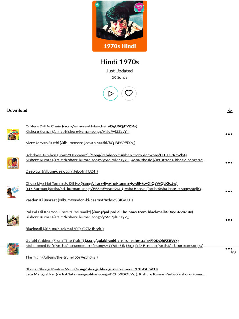 Timeless 70s - Hindi Playlist - Only The Best Songs! @WynkMusic | PDF | Cinema Of India | Hindi ...
