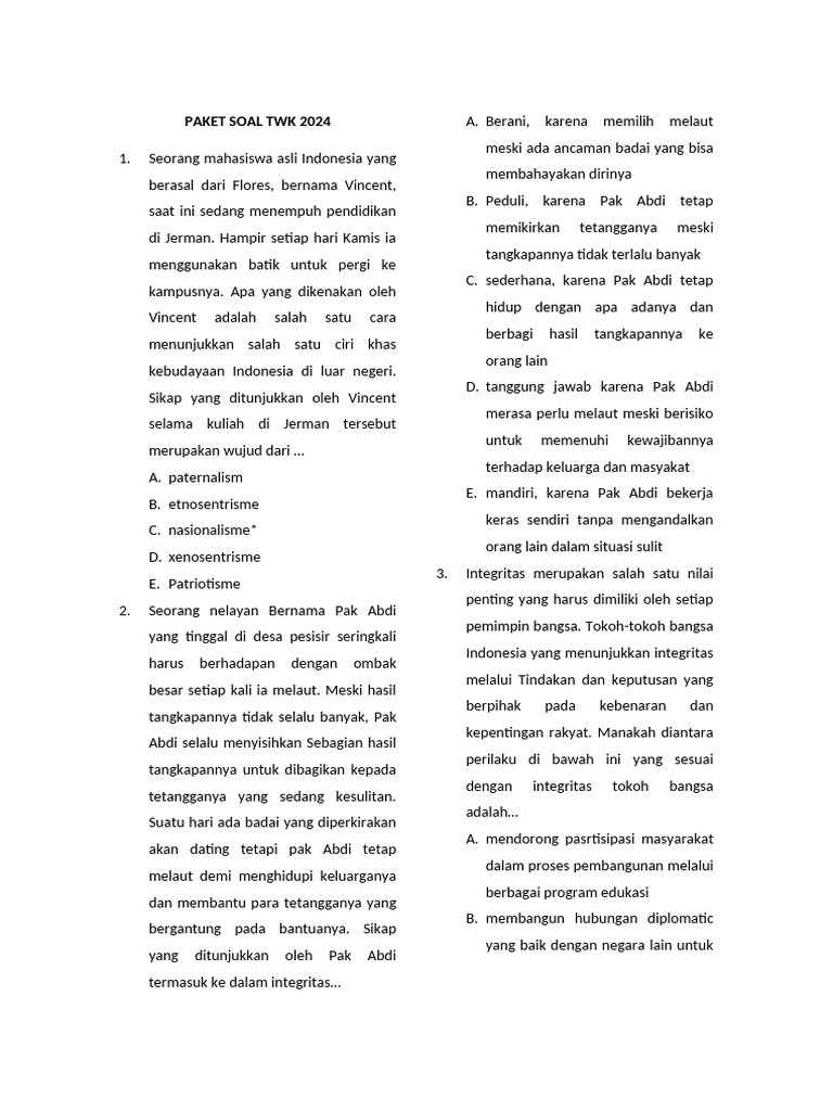 Soal Dan Pembahasan TWK | PDF