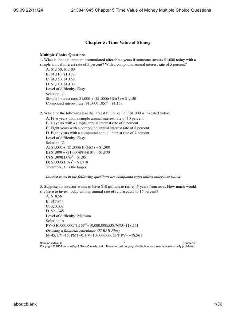 Time Value of Money | PDF | Interest | Time Value Of Money
