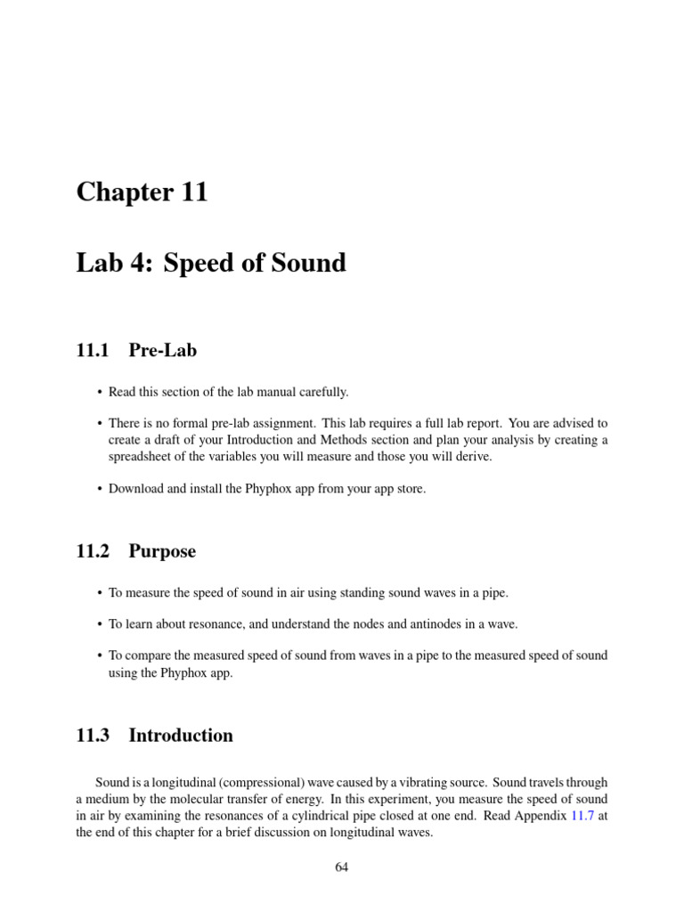 PHYS 130 L4 Speed of Sound Manual | PDF | Waves | Sound