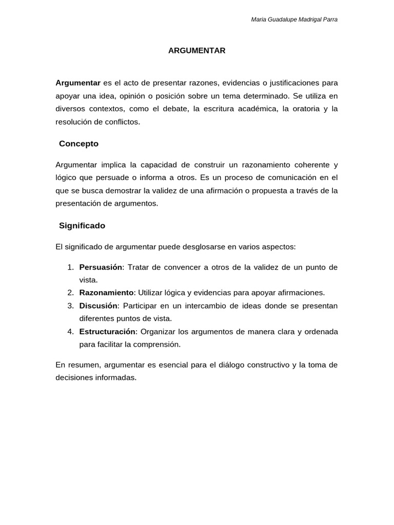 Argumentar Significado | PDF | Crecimiento personal y profesional ...