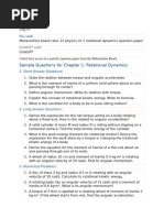 Class 12 Rotational Dynamics Notes | PDF