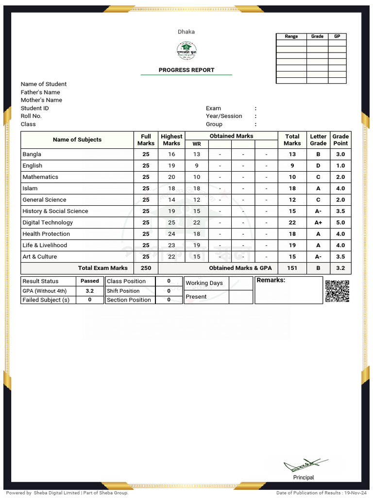 General Exam Mark Sheet | PDF | Educational Assessment And Evaluation | Student Assessment And ...