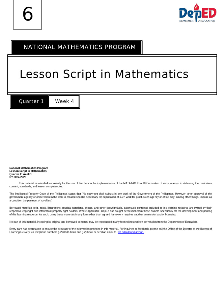 Lesson Script in Mathematics | PDF | Division (Mathematics) | Mathematics