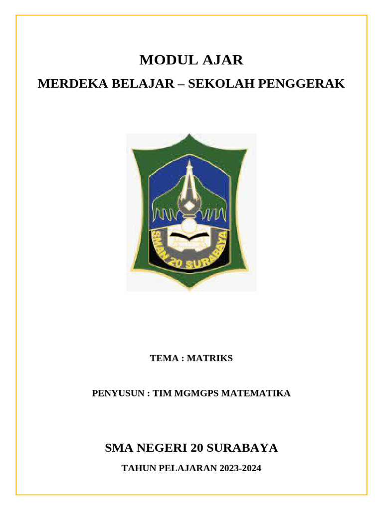 Modul Ajar Matriks SMA XI | PDF