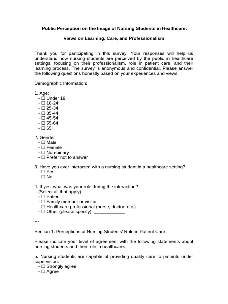 Surveyquestionnaire Nurses | PDF | Nursing | Health Care