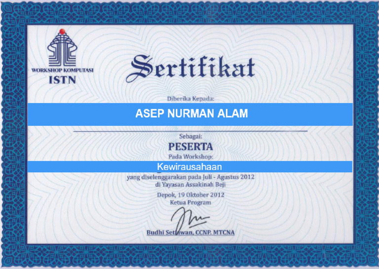 Sertifikat Asep Pelatihan | PDF