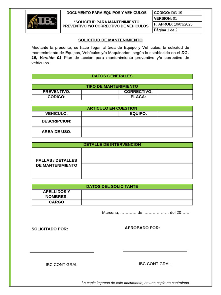 DG-19, Versión 01 | PDF | Negocios
