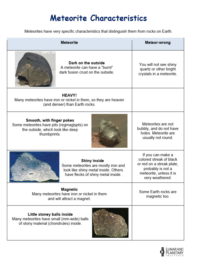 Meteorite Characteristics | PDF