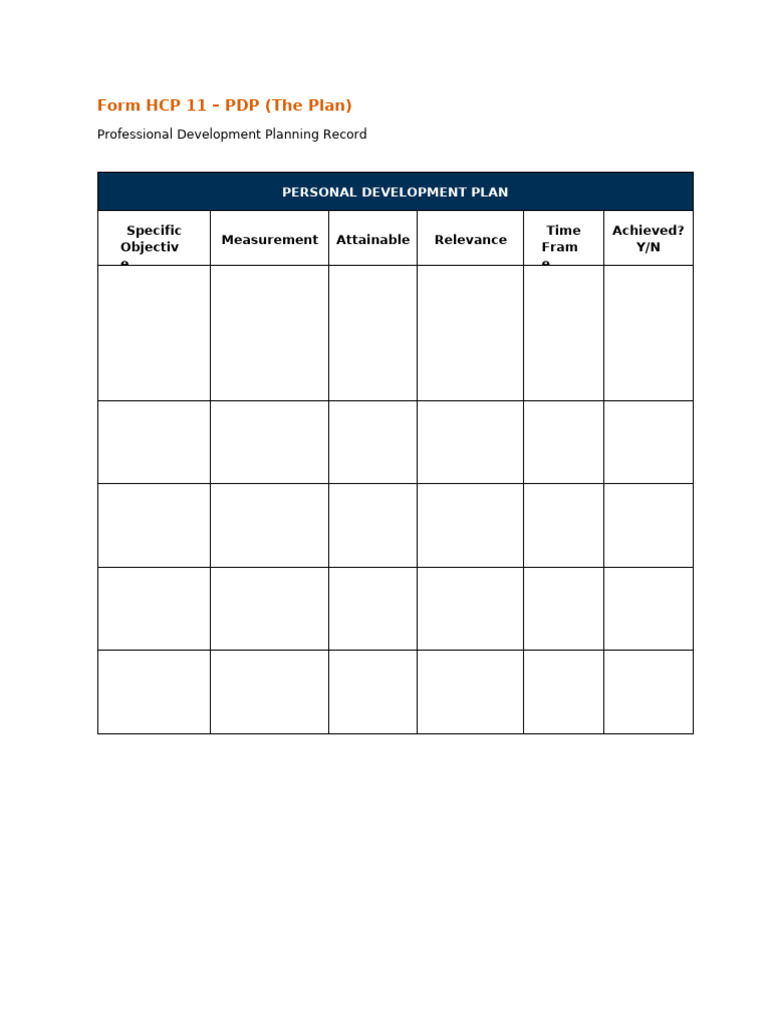 Professional Development Planning Form | PDF | Career & Growth | Business