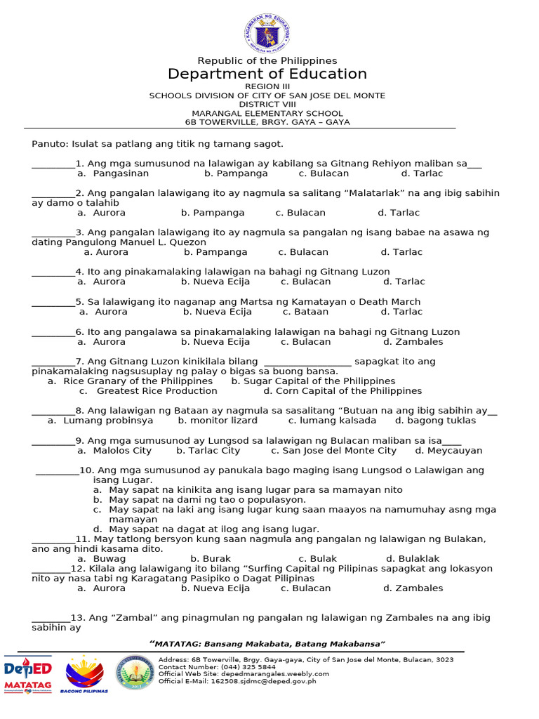 1st Summative Quarter 2 AP 3 | PDF