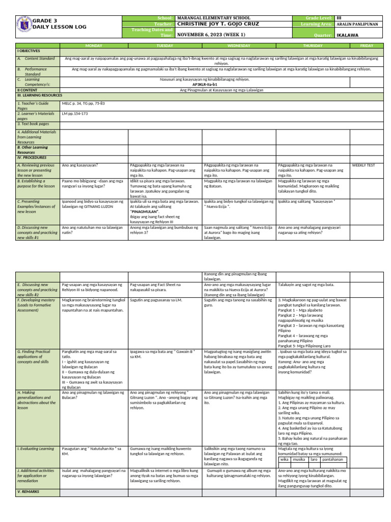 DLL Ap3 Q2 Week 1 | PDF