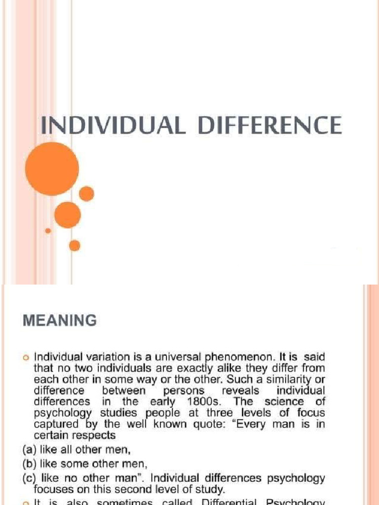 Individual Difference | PDF