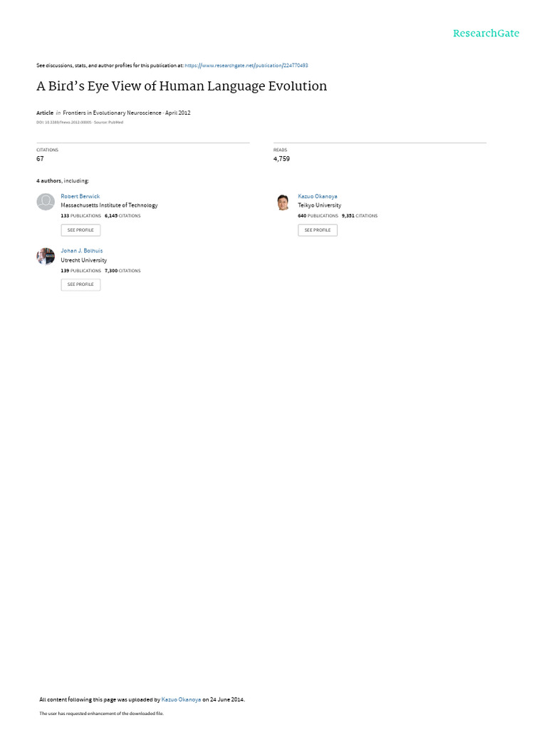 A Bird's Eye View of Human Language Evolution | PDF | Syntax | Phrase