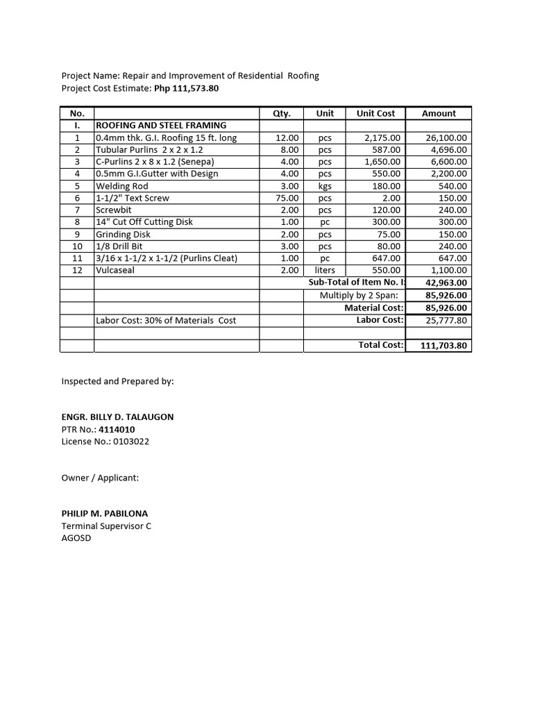 PMP House Roofing Repair and Improvement | PDF