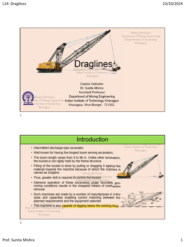 L14 Draglines 23rdoct2024 | PDF | Machines | Equipment