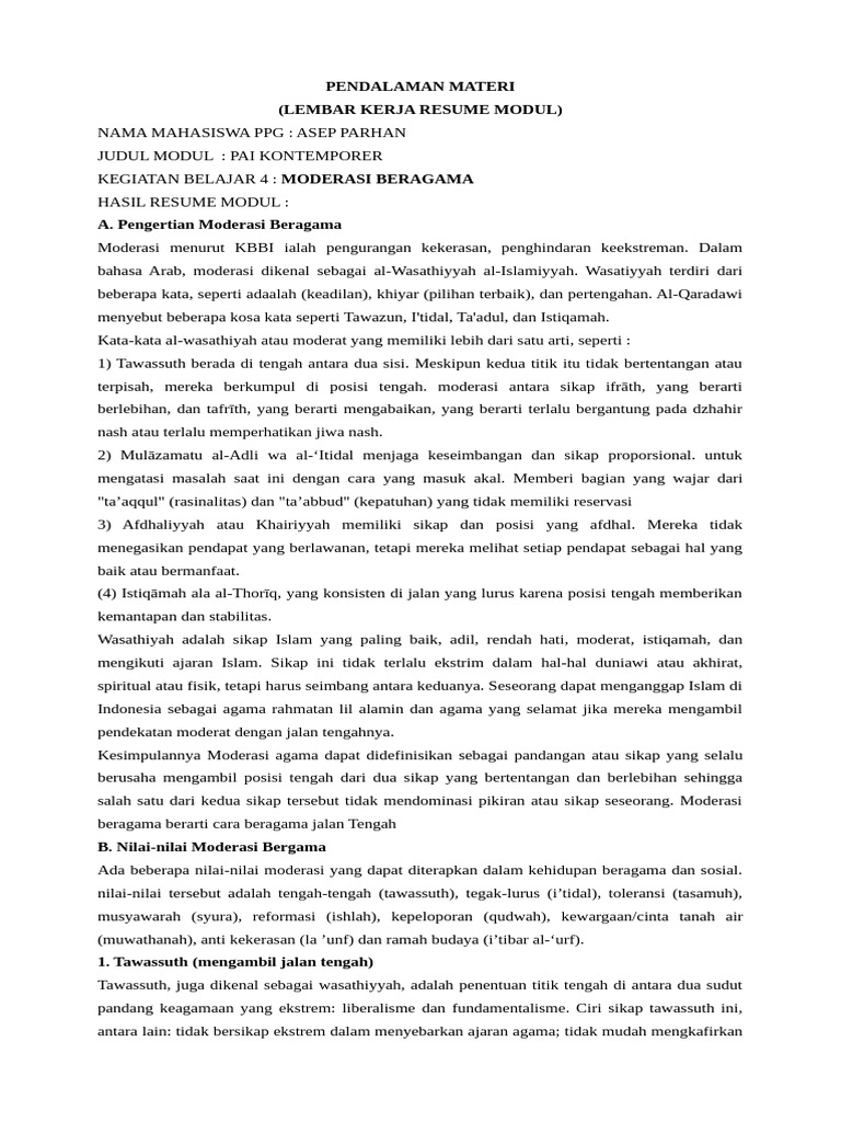 Resume Modul Pai Kontemporer KB 4 | PDF
