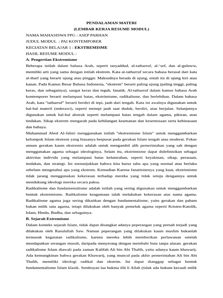 Resume Modul Pai Kontemporer KB 1 | PDF