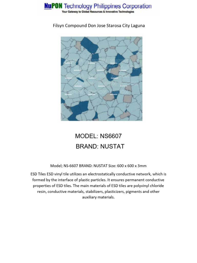 NUPON - ESD Tiles Specification - 3mm | PDF | Electrostatic Discharge ...