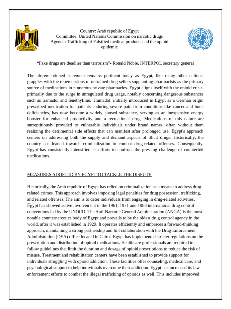 Egypt Position Paper-CND | PDF | Opioid | Illegal Drug Trade