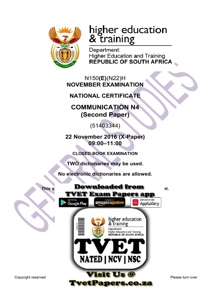 N4 Communication Paper 2 November 2016 | PDF | Communication ...