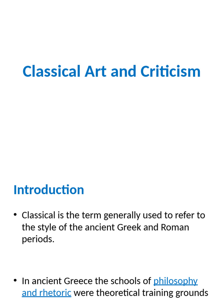 Classical Art and Criticism | PDF | Plato | Plot (Narrative)