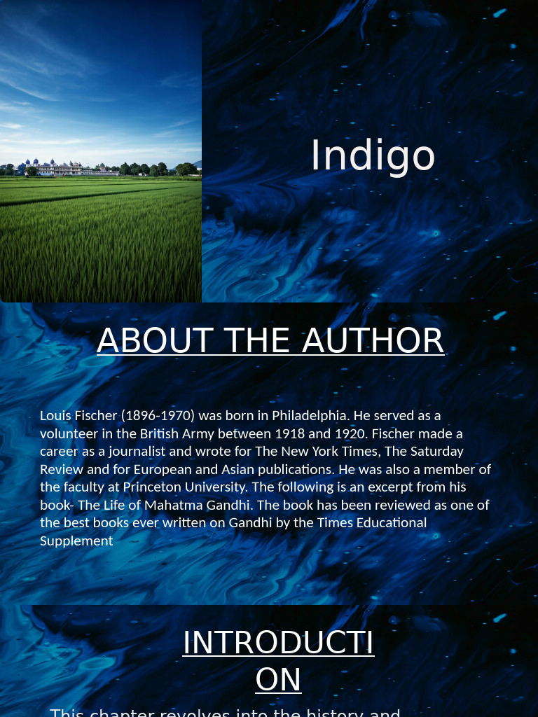 Introduction To The Chapter Indigo | PDF | Mahatma Gandhi | Plantation