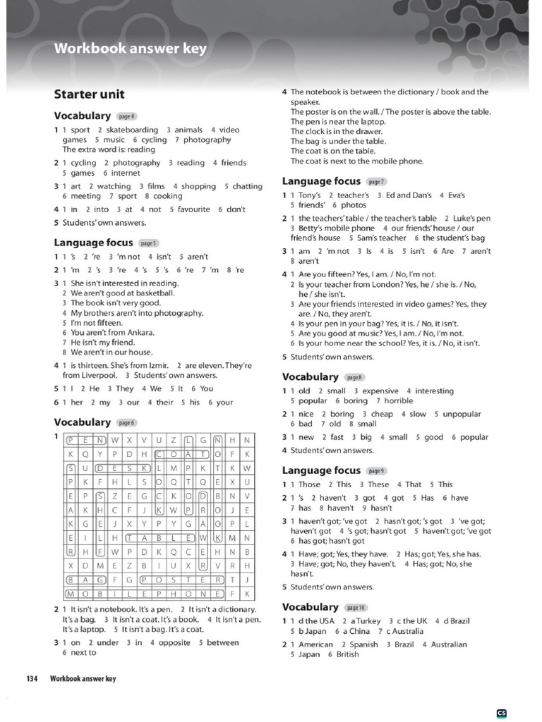 Y5 English Plus 1 Workbook Answer Keys | PDF