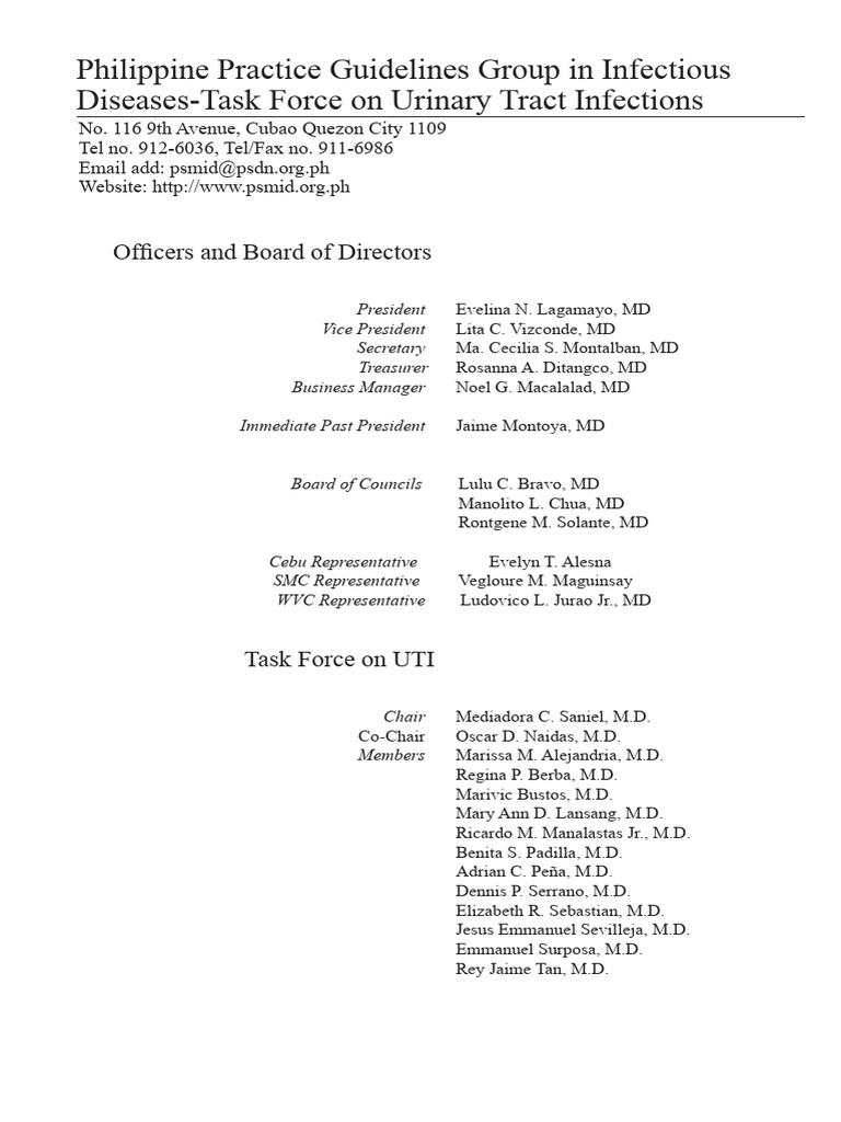 Philippine UTI Management Guidelines | PDF | Urinary Tract Infection ...