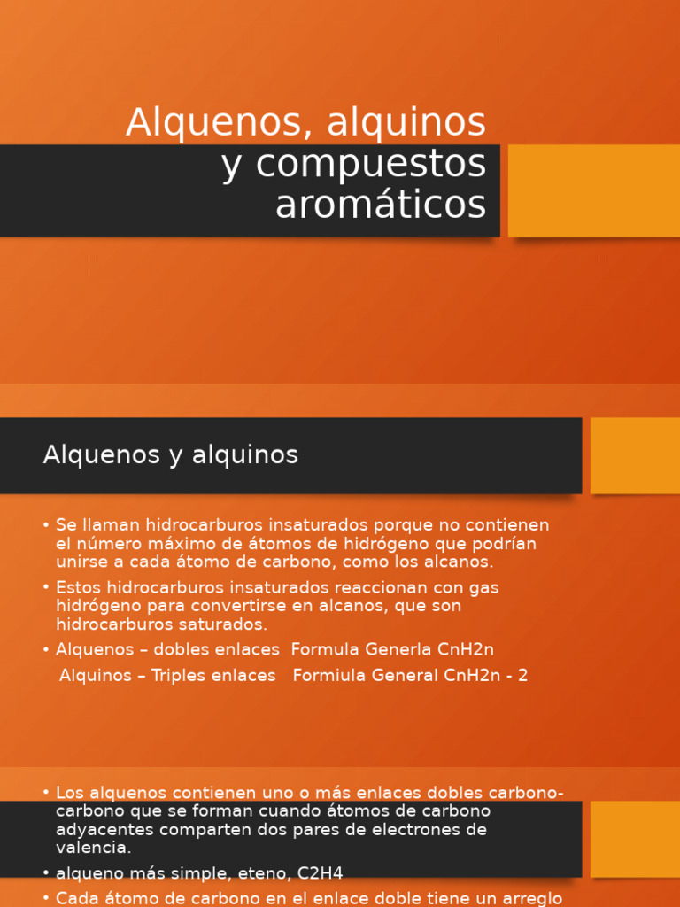 Alquenos, Alquinos y Compuestos Aromáticos | PDF | Alqueno | Benceno
