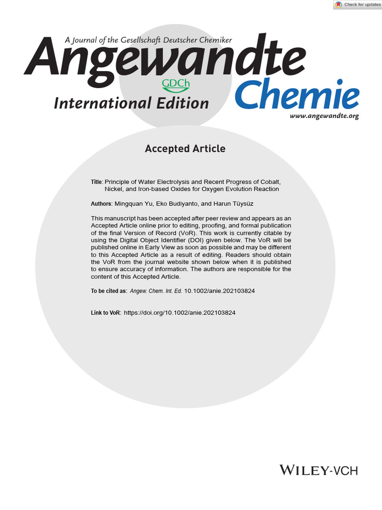 Angewandte: Chemie | PDF | Catalysis | Electrochemistry