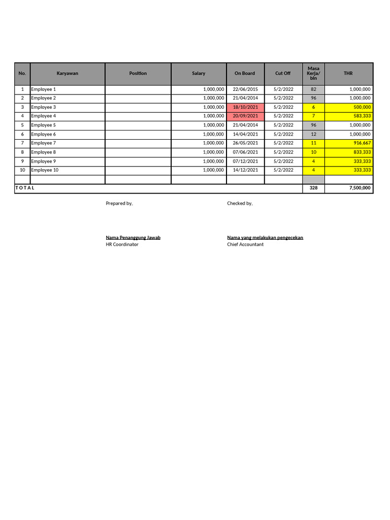 Tools Perhitungan THR-5 | PDF | Finance & Money Management