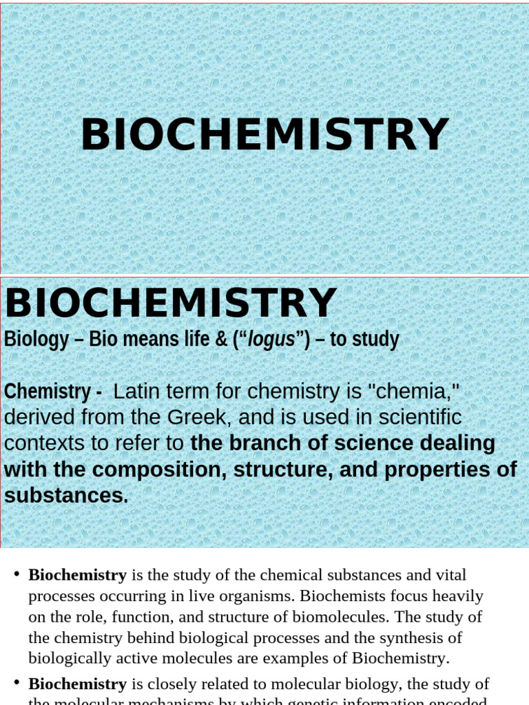 INTRODUCTION TO BIOCHEM Revised 24 | PDF | Carbohydrates | Cell (Biology)