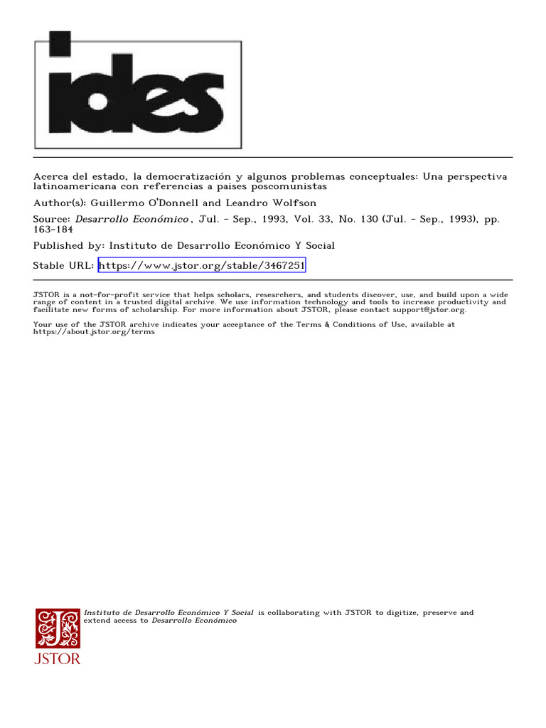 ODonnell Acercadelestado 1993 | PDF | Democracia | Ideologías políticas