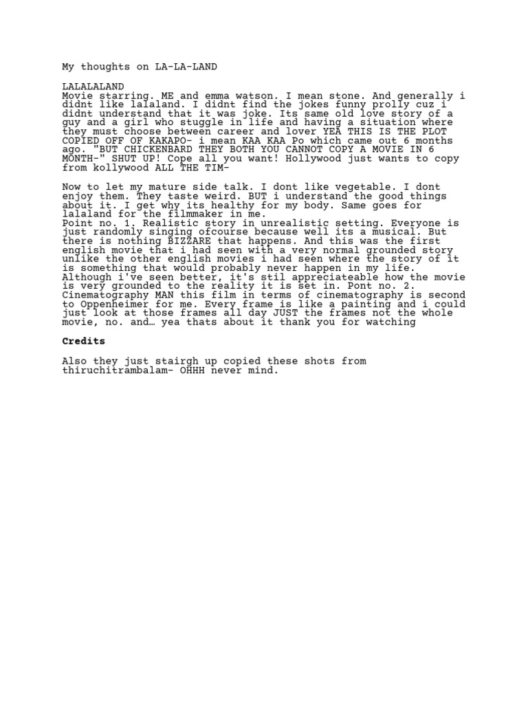 A Critique of La La Land | PDF