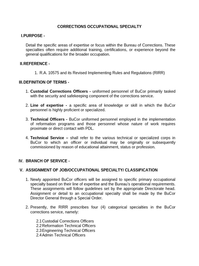 Corrections Occupational Specialty | PDF | Law Enforcement | Crime ...