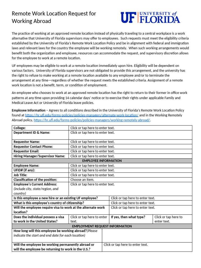 Alternate Work Location Agreement For Employment Abroad | PDF ...