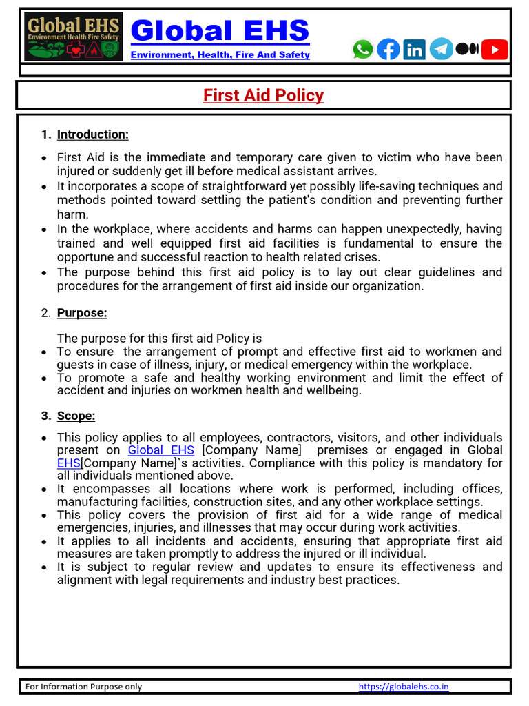 Empowering Safety Comprehensive First Aid Policy 1715021228 | PDF ...