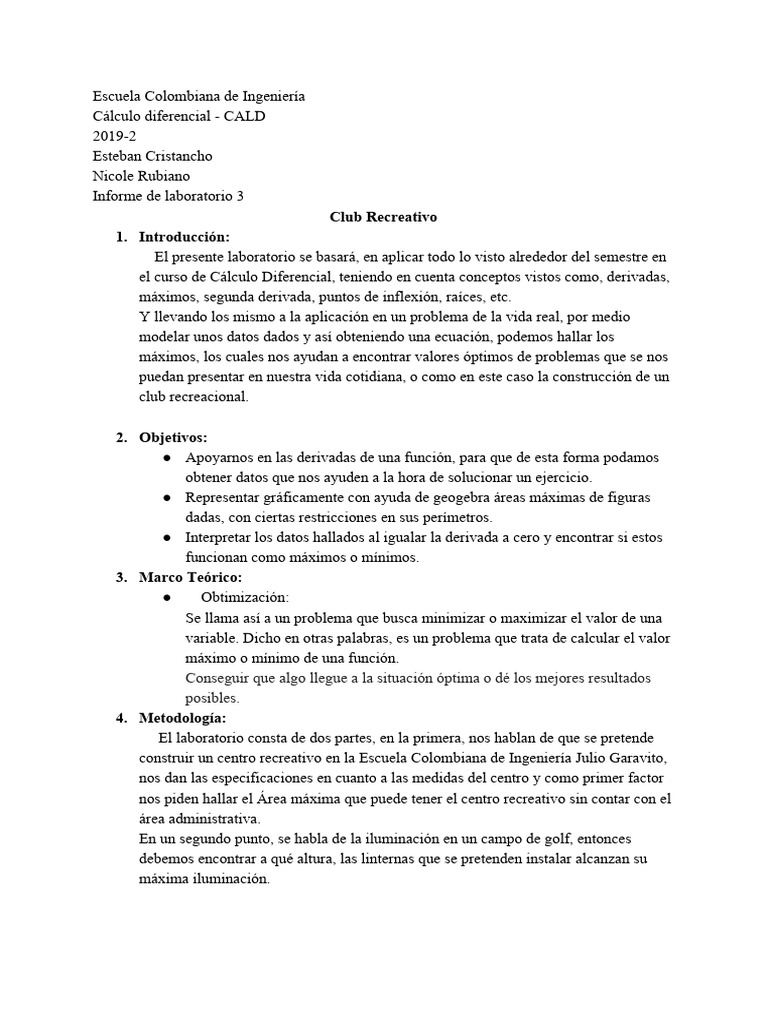 Lab #3 Cald | PDF | Calculo diferencial | Derivado Lab #3 Cald | PDF | Calculo diferencial | Derivado