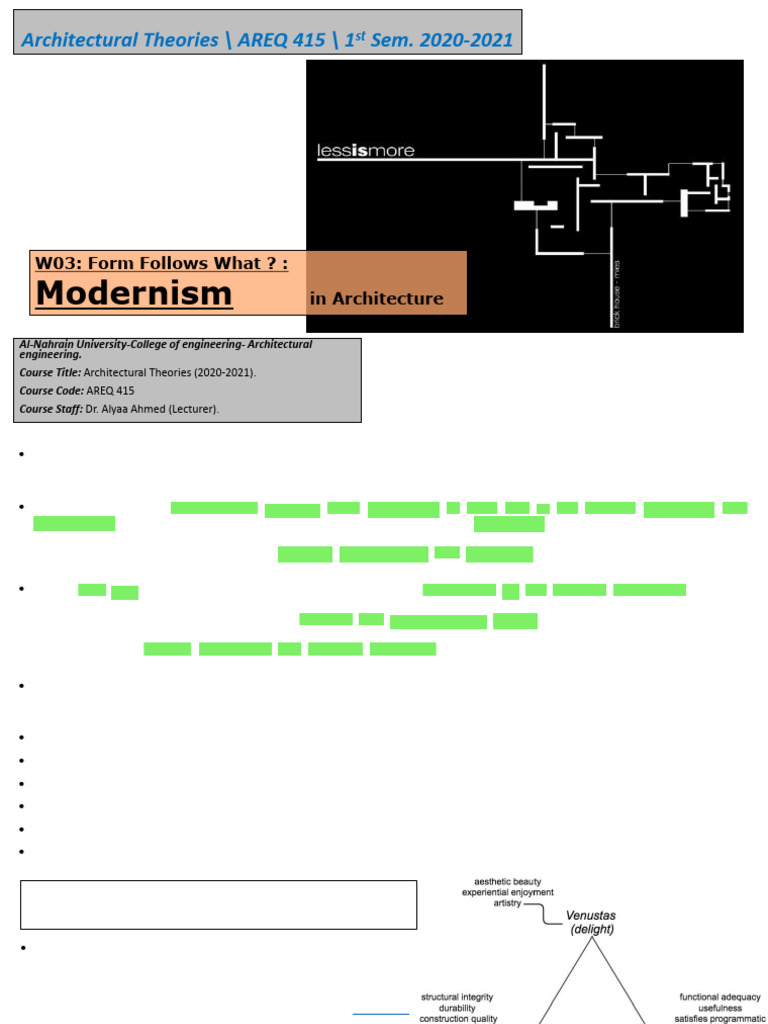 W03 - Form Follows What - Modernism - 01 | PDF | Beauty | Perspective (Graphical)