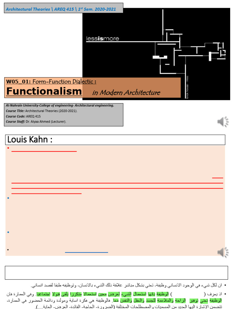 W05 01 Functionalism in ModernArchi | PDF