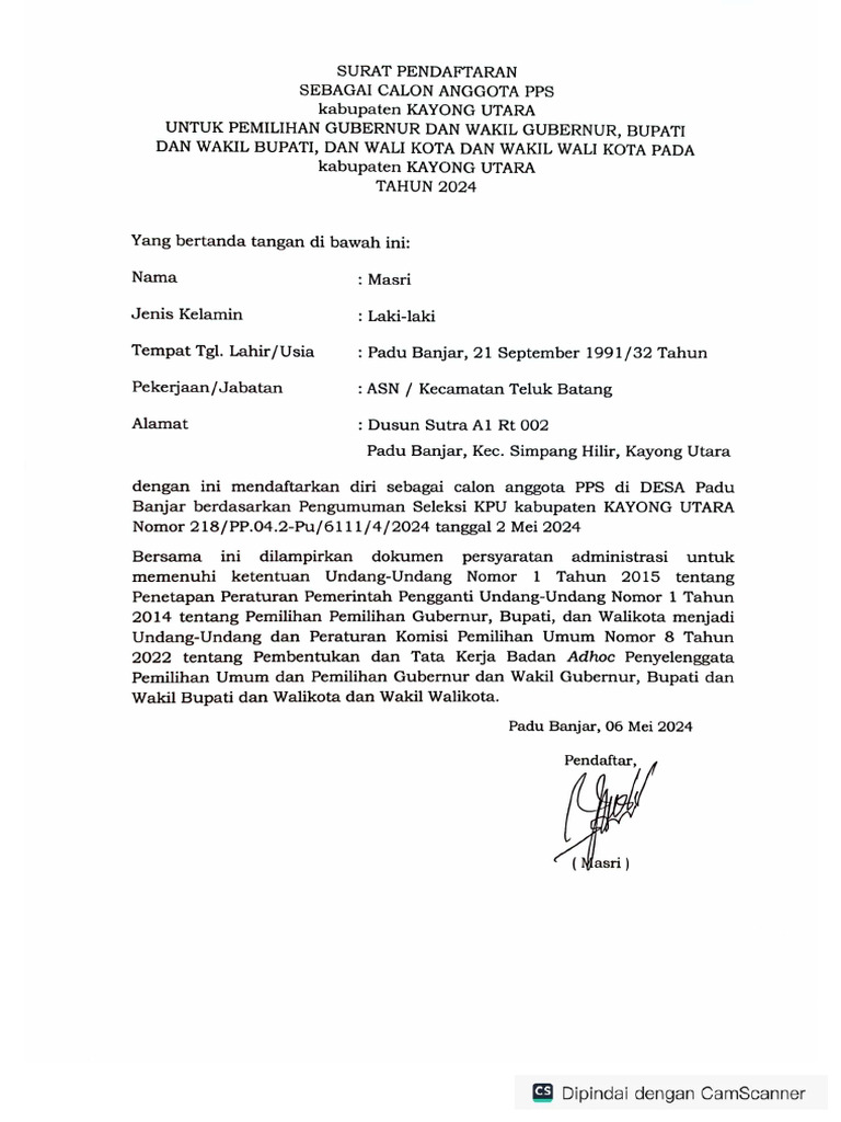 Surat Pendaftaran | PDF