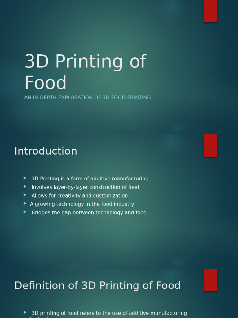 3D Printing Innovations in Food Industry | PDF | 3 D Printing
