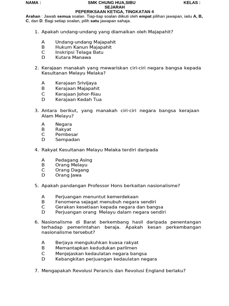 Set 1 Modul Pengukuhan SPM Objektif Tingkatan 4 | PDF