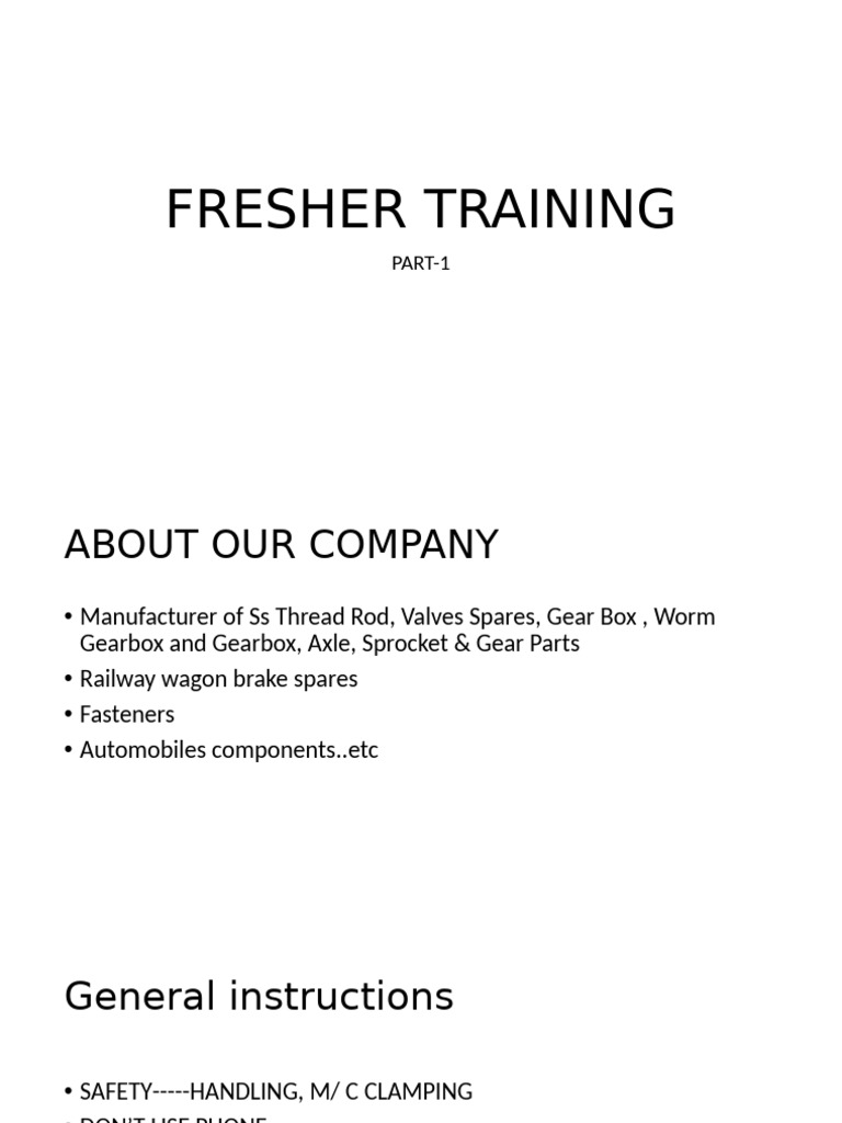 Fresher Training Guidelines | PDF