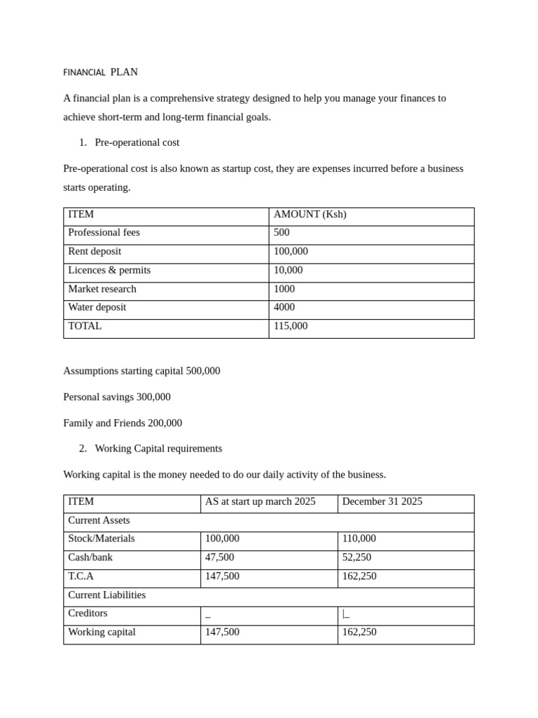 FINANCIAL PLAN | PDF | Net Income | Gross Income